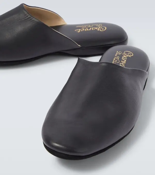Charvet Leather Slippers - Black