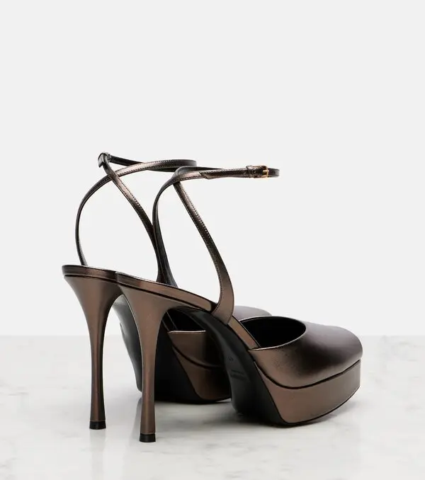 Saint Laurent La Scandale 110 Leather Platform Sandals