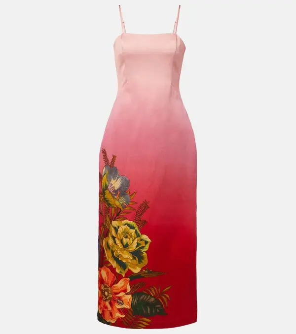 ALEMAIS Inez Ombre Linen-blend Midi Dress - Red