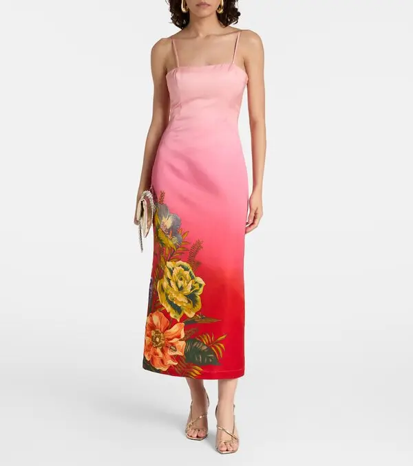 ALEMAIS Inez Ombre Linen-blend Midi Dress