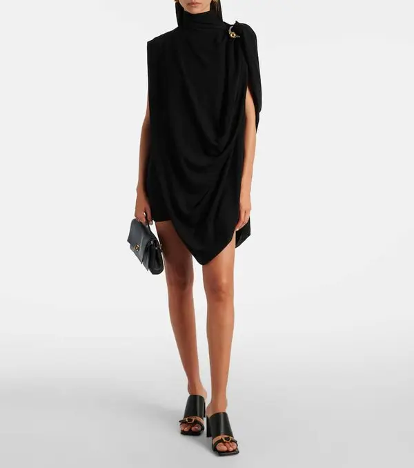 JEAN PAUL GAULTIER Draped Embellished Jersey Minidress
