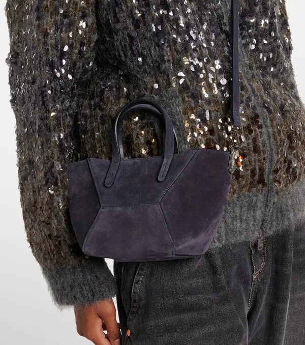 Brunello Cucinelli Monili Suede Tote - Blue