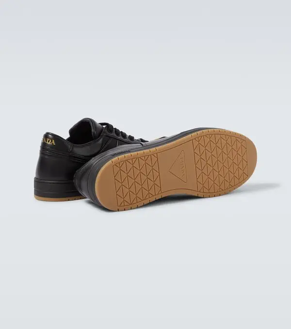 Prada Downtown Leather Sneakers - Black