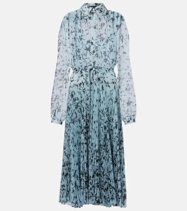 Proenza Schouler Jones Printed Chiffon Shirt Dress - Blue