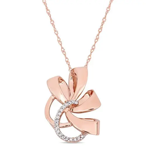 JULIANNA B. Diamond Swirl Pendant Necklace - 10k Rose Gold
