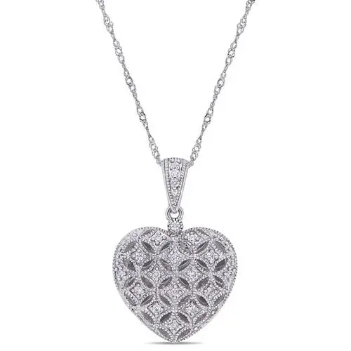 JULIANNA B. Diamond Heart Locket Necklace - 10k White Gold