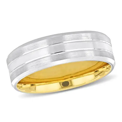 JULIANNA B. Two-tone Wedding Band - 14k Gold