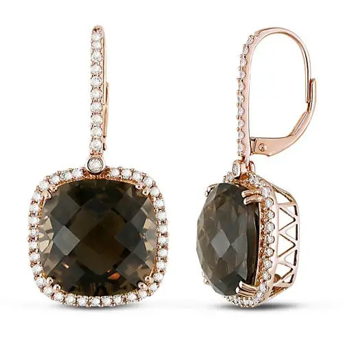 JULIANNA B. Gemstone And Diamond 14k Gold Earrings - Smokey Quartz