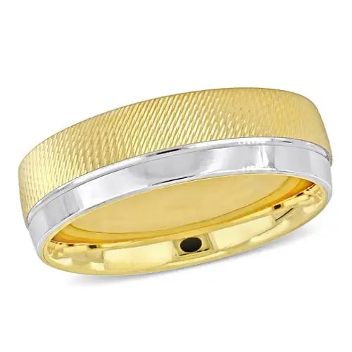 JULIANNA B. 6mm Textured Wedding Band 14k Two-tone - 14k Gold