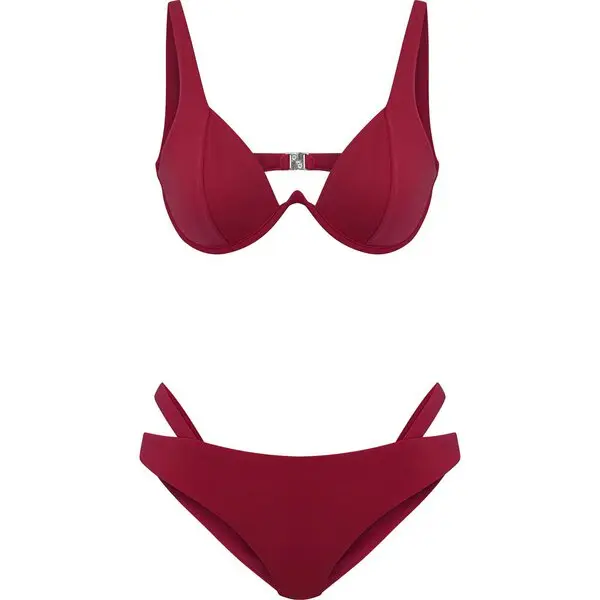 JENDUE Cleo Asymmetric Bikini - Cherry