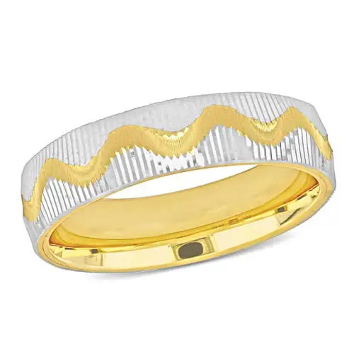 JULIANNA B. Wave Design Wedding Band 14k Two-tone - 14k Gold