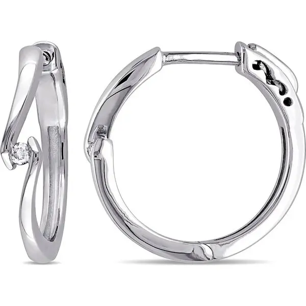 JULIANNA B. Spiral Channel Set Diamond Hoop Earrings - 10k White Gold