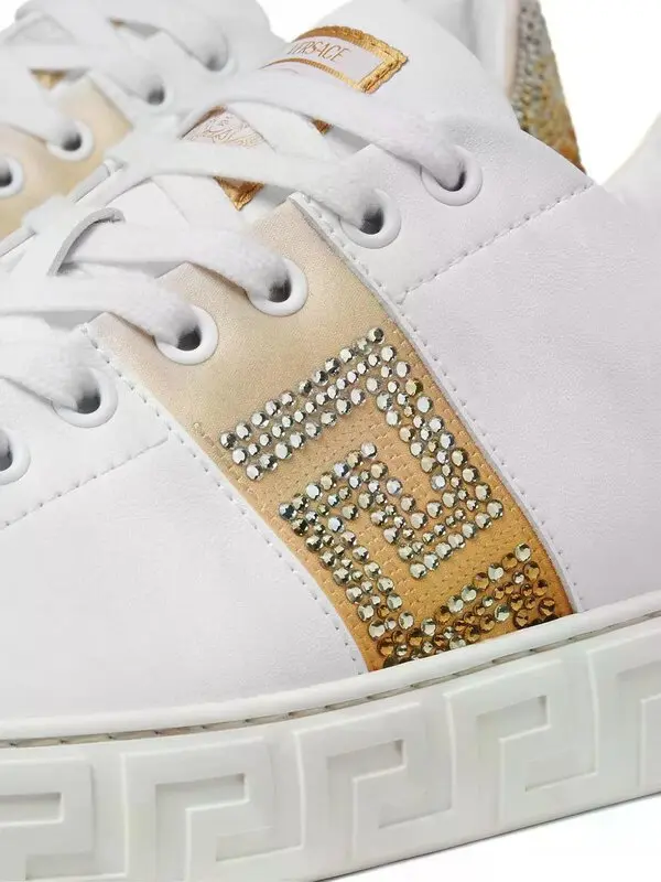 Versace Crystal Greca Sneakers - White
