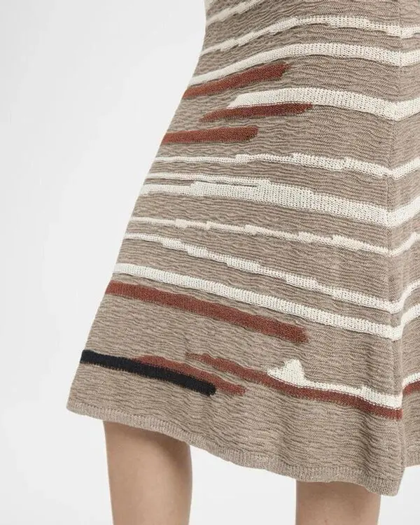 Bottega Veneta Linen-cotton Intarsia Knit Skirt - Storm