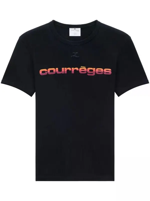 COURREGES Logo-print Crew-neck T-shirt