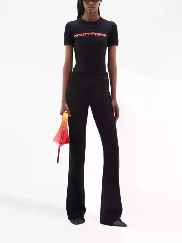 COURREGES Logo-print Crew-neck T-shirt