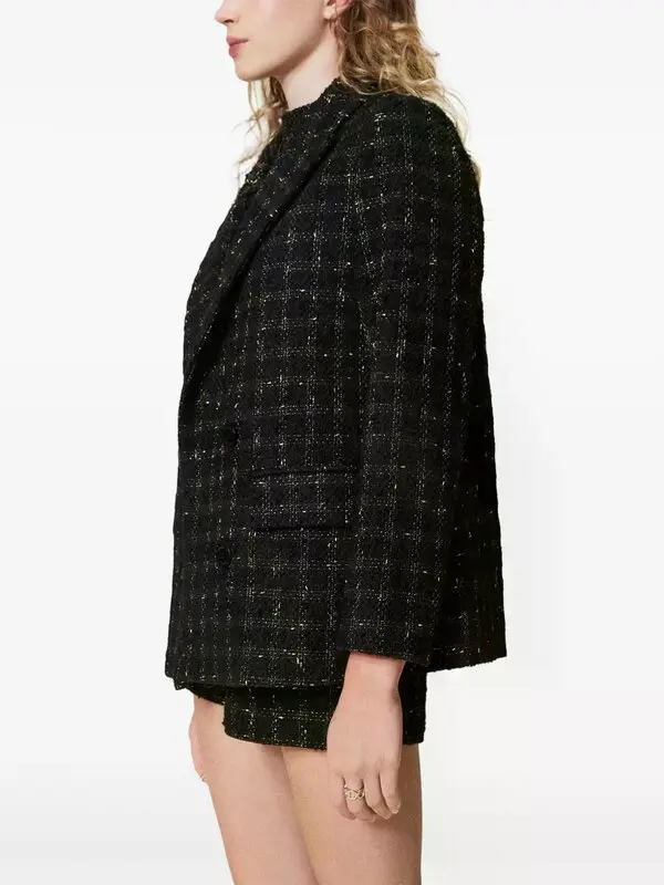 TWINSET Check Pattern Bouclé Blazer