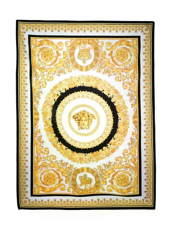 Versace Signature Baroque Print Beach Towel - White