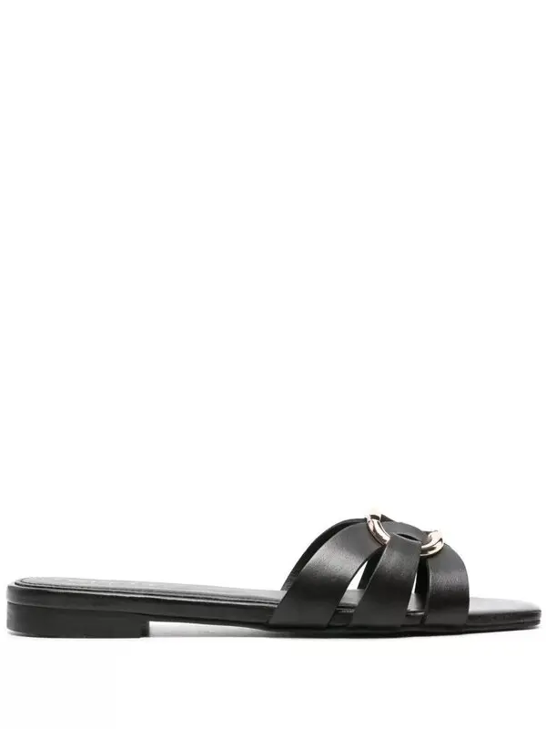 TWINSET Oval T-plaque Leather Slides