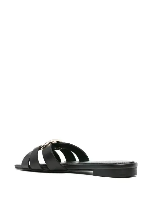 TWINSET Oval T-plaque Leather Slides