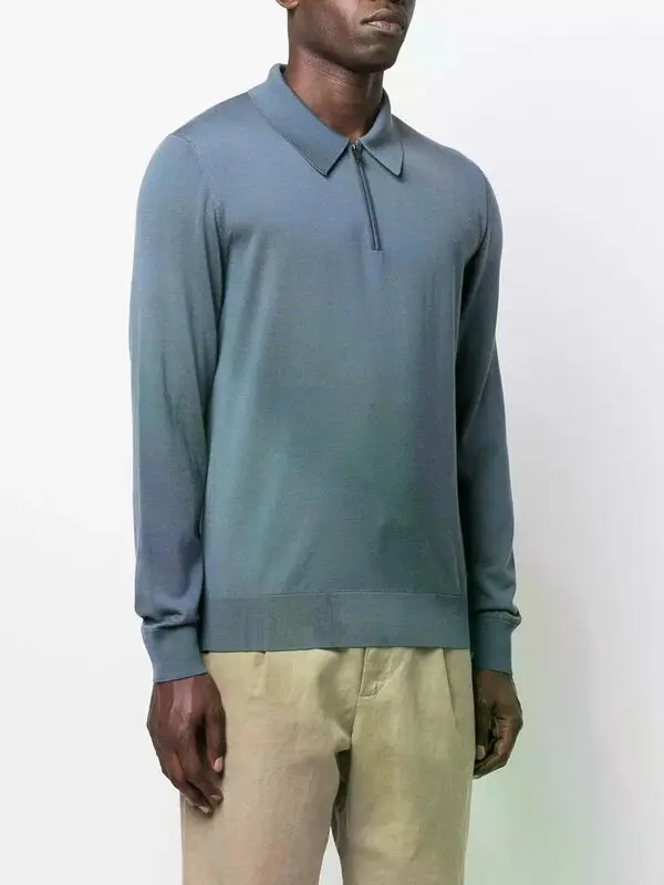 Brioni Polo-collar Wool Jumper - Blue