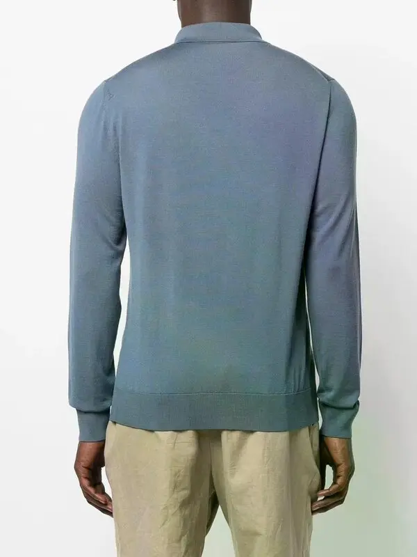 Brioni Polo-collar Wool Jumper - Blue