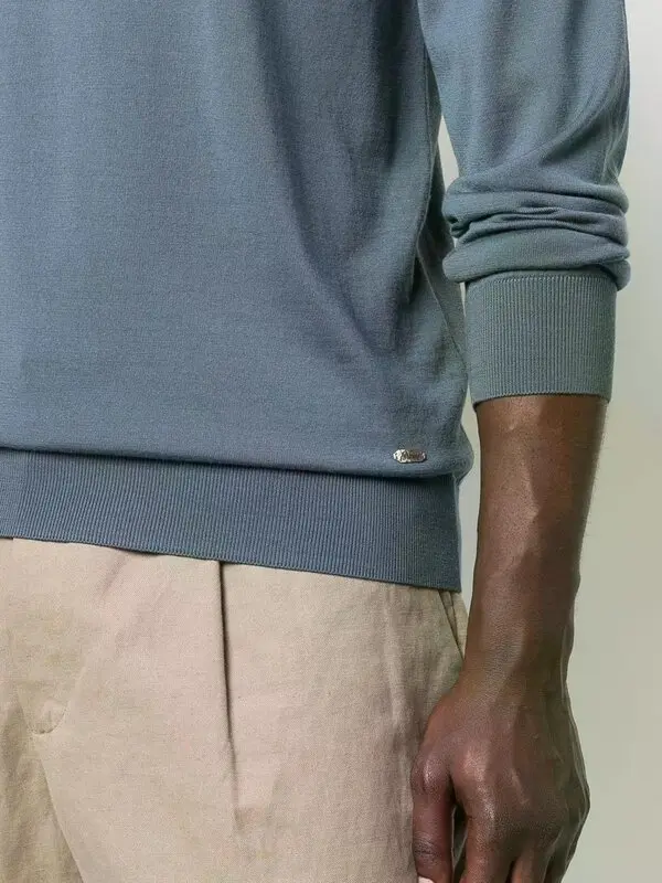 Brioni Polo-collar Wool Jumper - Blue