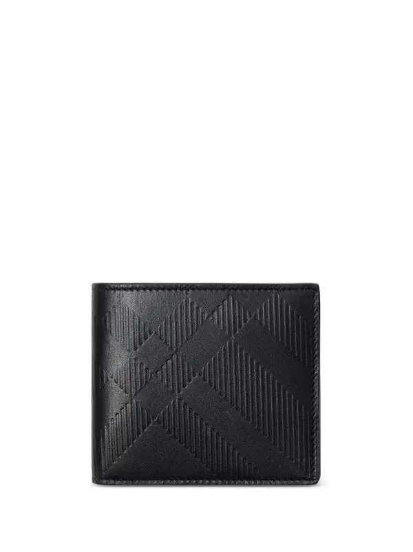 Burberry Embossed-check Leather Wallet