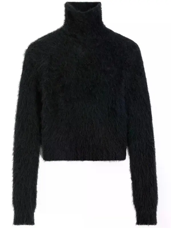 AMI Paris Brushed-effect Cotton Jumper - Black