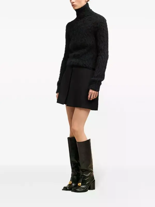 AMI Paris Brushed-effect Cotton Jumper - Black