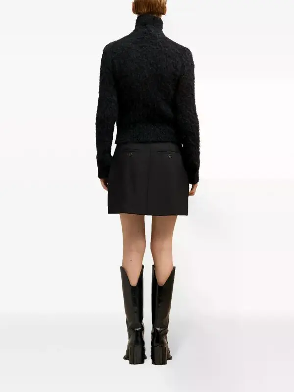 AMI Paris Brushed-effect Cotton Jumper - Black