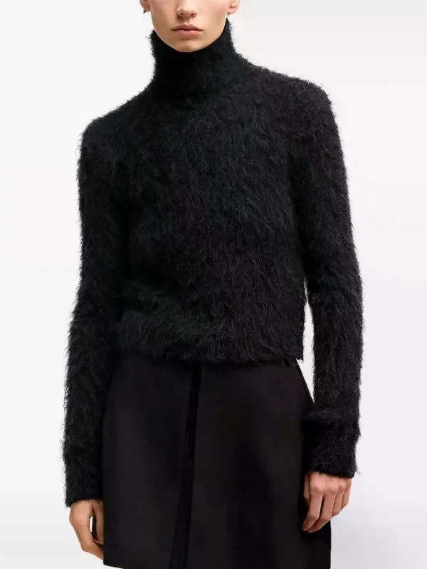 AMI Paris Brushed-effect Cotton Jumper - Black