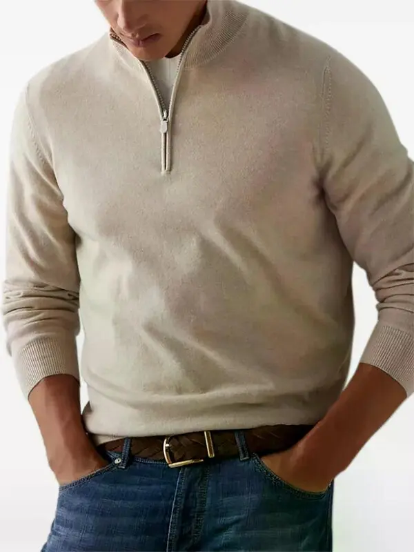 Brunello Cucinelli Short-zip Knitted Jumper - Neutrals