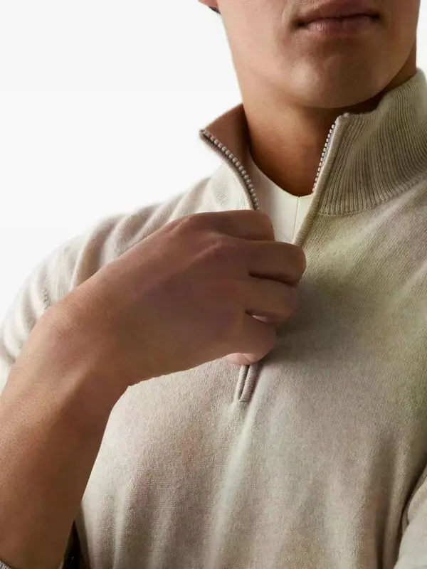 Brunello Cucinelli Short-zip Knitted Jumper - Neutrals