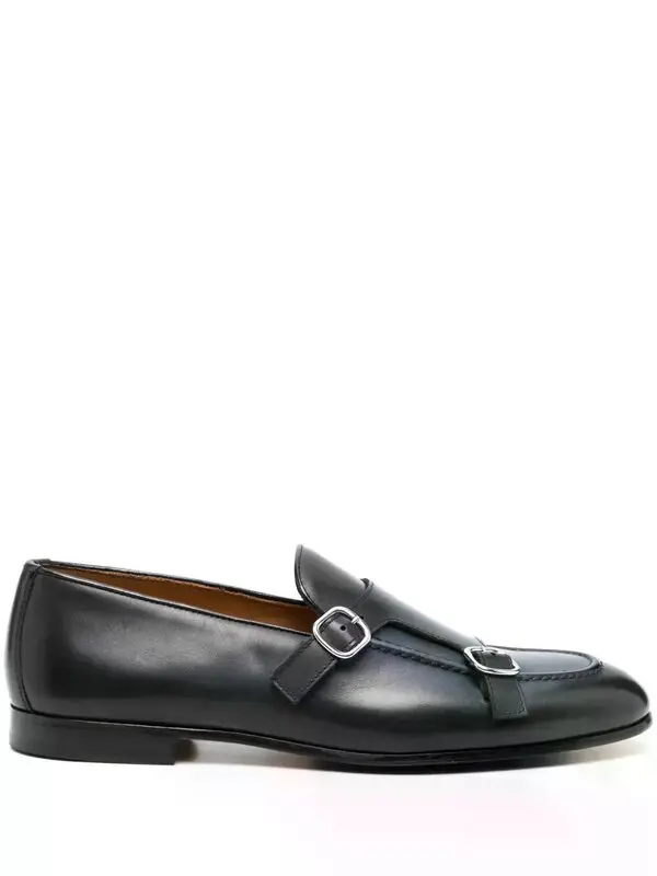 DOUCAL'S Double-buckle Leather Loafers - Blue