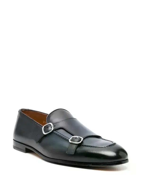 DOUCAL'S Double-buckle Leather Loafers - Blue