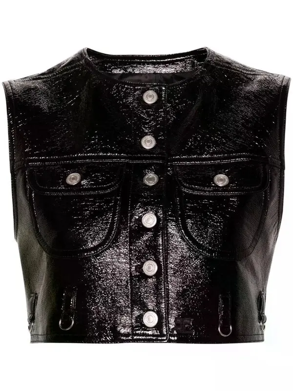 COURREGES Faux-leather Cropped Vest