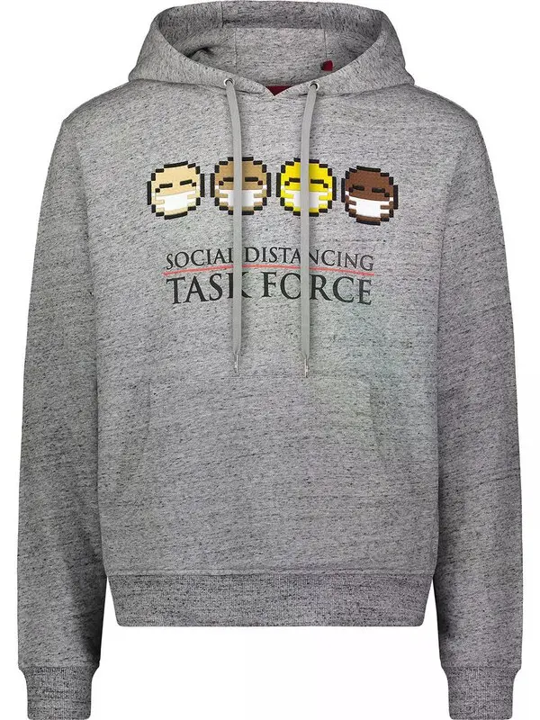 MOSTLY HEARD RARELY SEEN 8-BIT Graphic Print Drawstring Hoodie - Grey