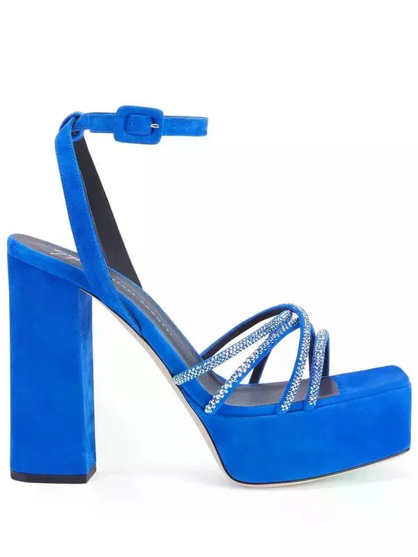 GIUSEPPE ZANOTTI Embellished Platform Sandals - Blue
