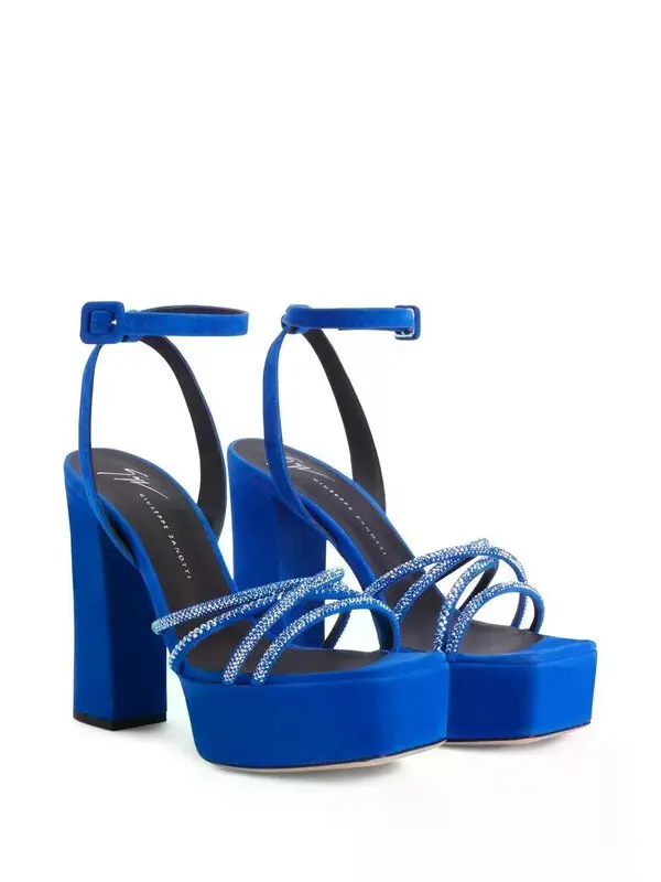 GIUSEPPE ZANOTTI Embellished Platform Sandals - Blue