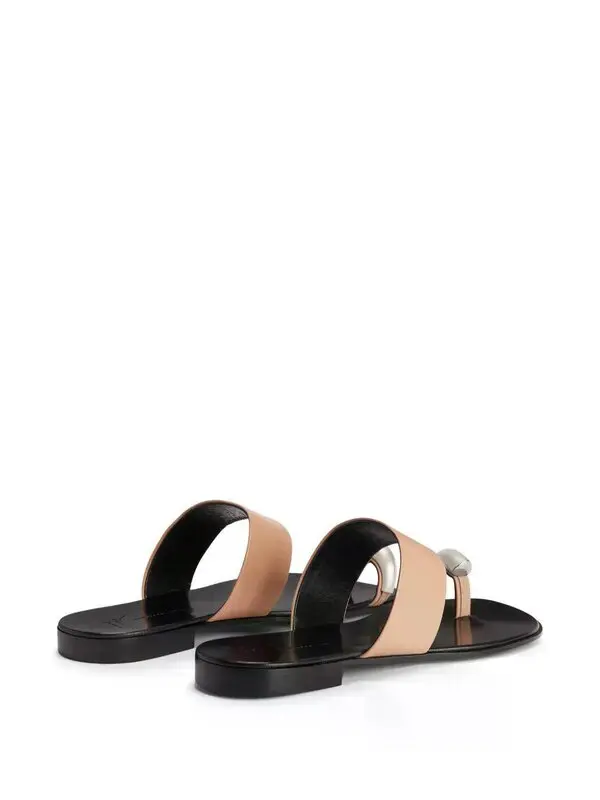 GIUSEPPE ZANOTTI Norbert Leather Toe-loop Sandals - Black