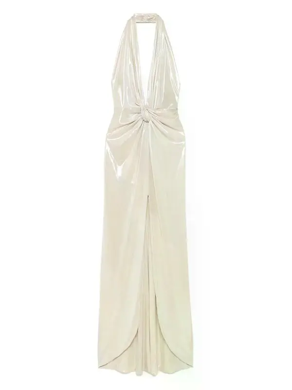 NISSA Backless Lamé Maxi Dress - Neutrals