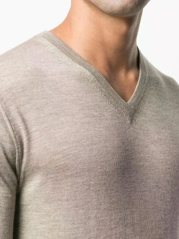 CRUCIANI Long-sleeve V-neck Jumper - Neutrals