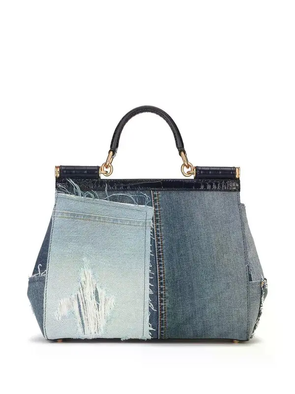 Dolce & Gabbana Large Sicily Patchwork Denim Tote Bag