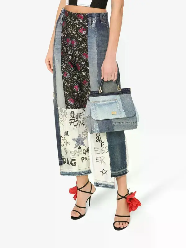 Dolce & Gabbana Large Sicily Patchwork Denim Tote Bag