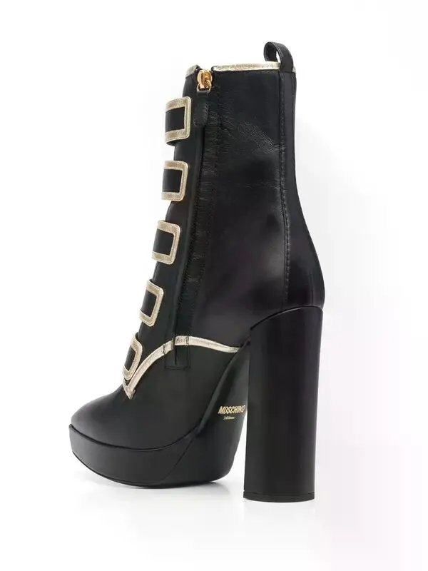 Moschino Teddy Bear Button-detail High Heel Leather Boots