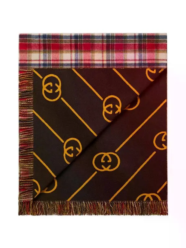 Gucci Gg Plaid Throw Blanket - Red