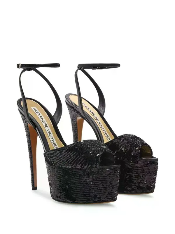 Alexandre Vauthier 160mm Sequined Sandals - Black