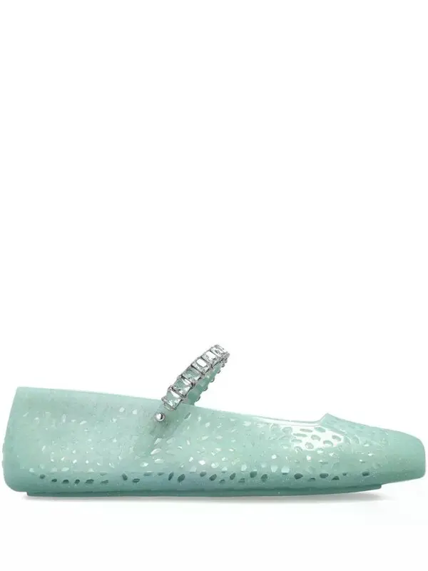 JIMMY CHOO Jelly Ballerina Flats With Crystal Embellishment