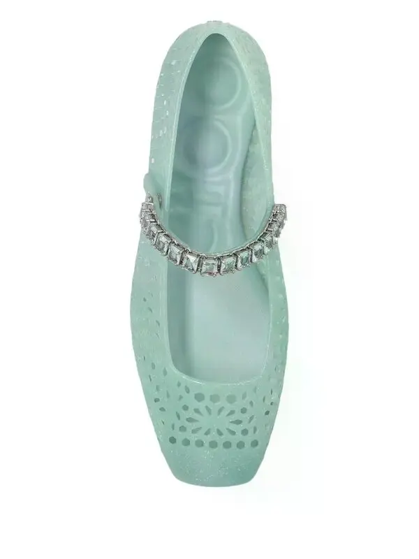 JIMMY CHOO Jelly Ballerina Flats With Crystal Embellishment